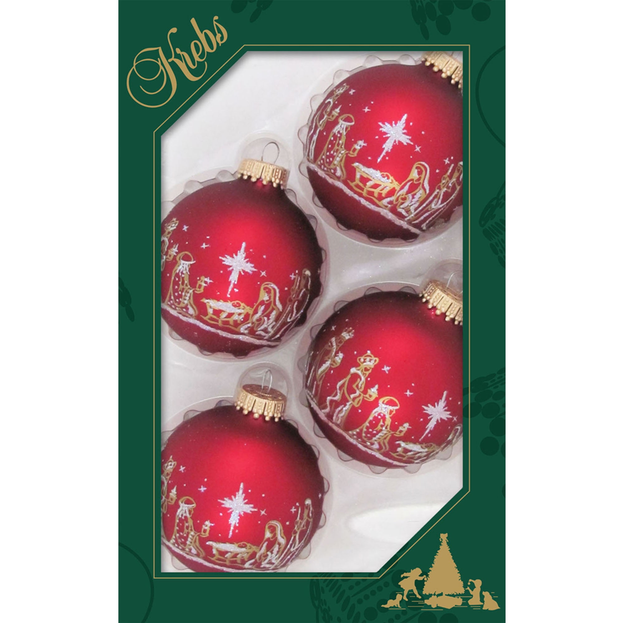 Glass Christmas Tree Ornaments - 67mm/2.63" [4 Pieces] Decorated Balls ...
