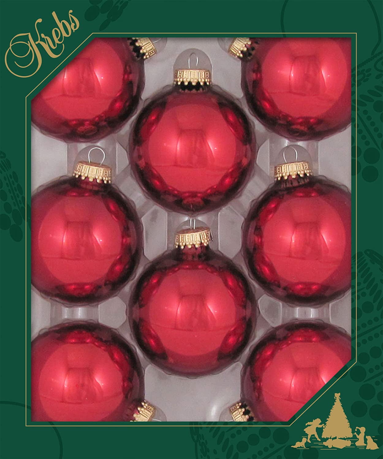 Christmas By Krebs 8ct December Red Shiny Glass Ball Ornaments 2.5 ...