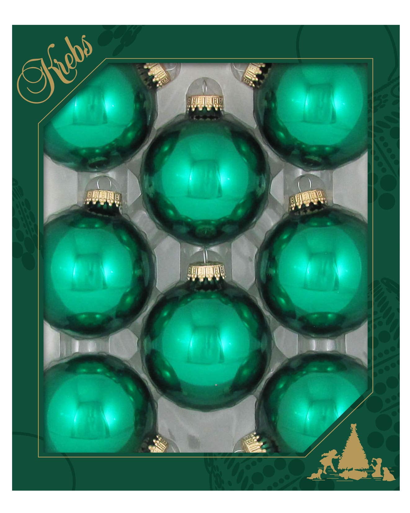 Christmas By Krebs Set of 8 Seamless Glass Xmas Decorations - 67mm ...