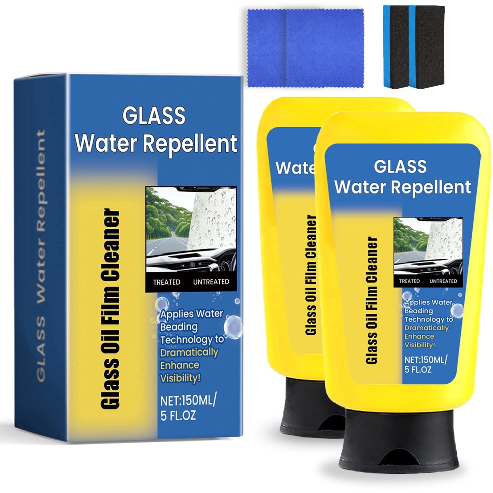 Car Glass Cleaner & Coating 10oz - Removes Oil Film & Adds Hydrophobic ...