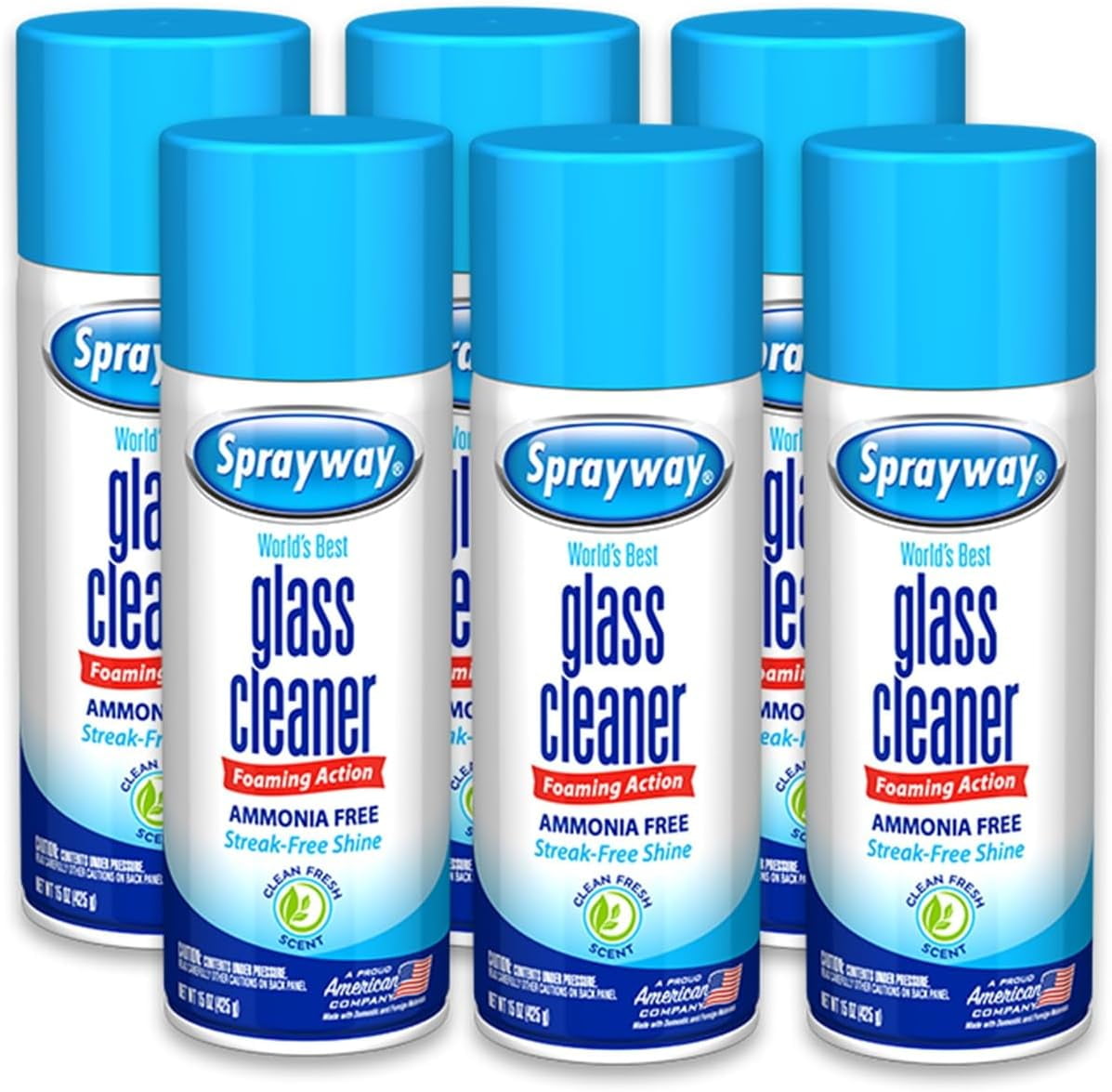 Glass Cleaner Foaming Aerosol Spray, 15oz, Pack of 6 | Ammonia-Free ...