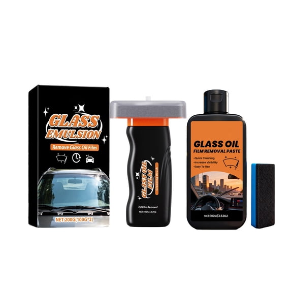 Glass Cleaner Kit for Car Windows with Oil Film Paste Brush and Sponge ...