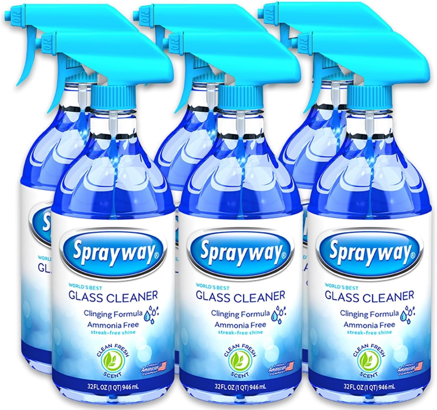 Glass Cleaner Liquid Spray, 32oz, Pack of 6 | Ammonia-Free, Streakless ...