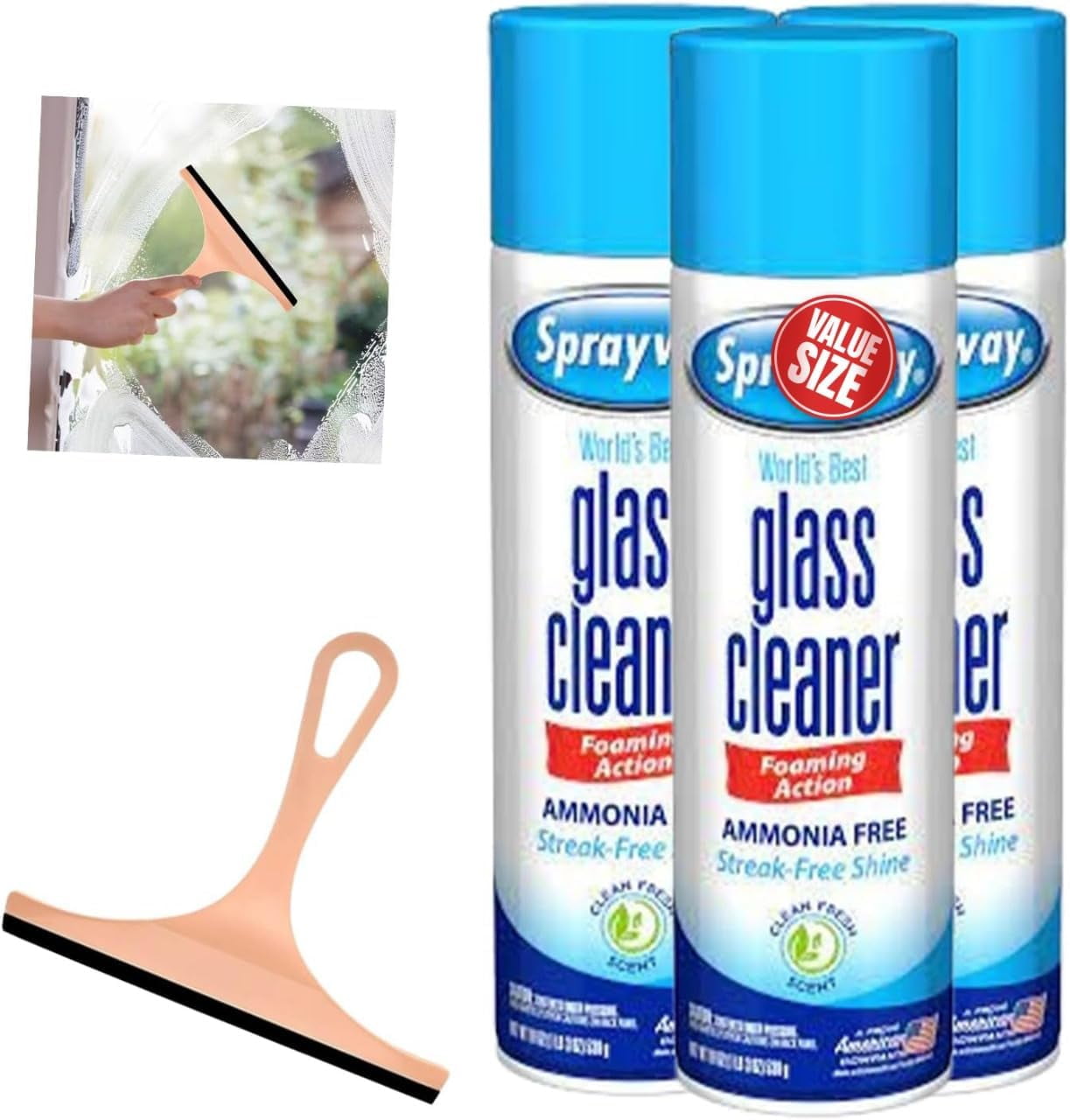 Glass Cleaner Spray, Window Cleaner, Foam Action, 19 Fl Oz, 3 Pack ...