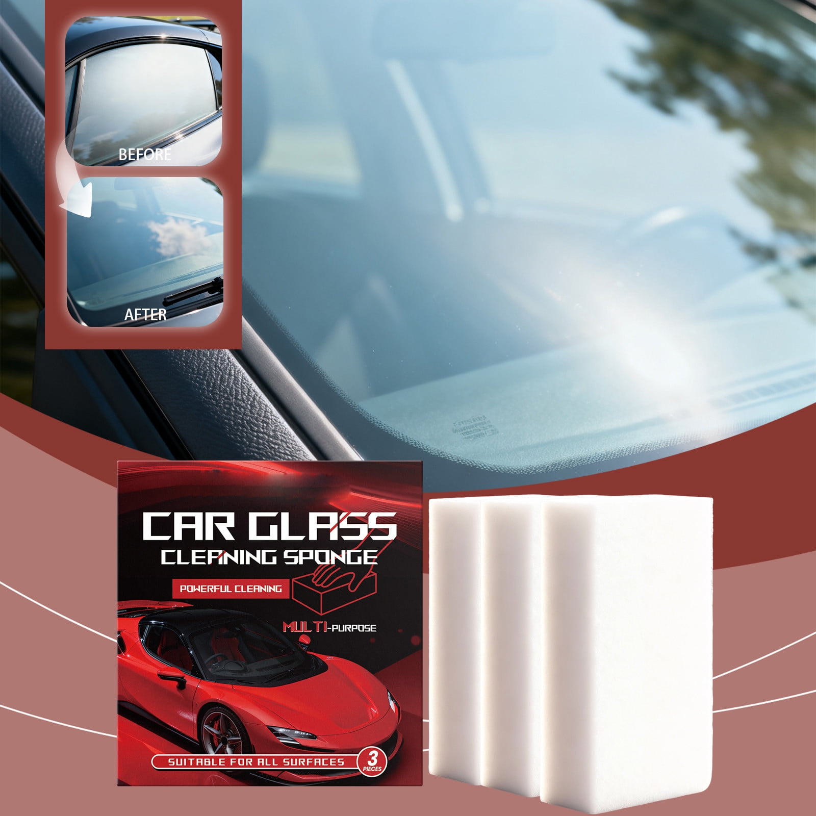 Glass Cleaning Sponge for Windows, Mirrors & Glass | Streak-Free ...