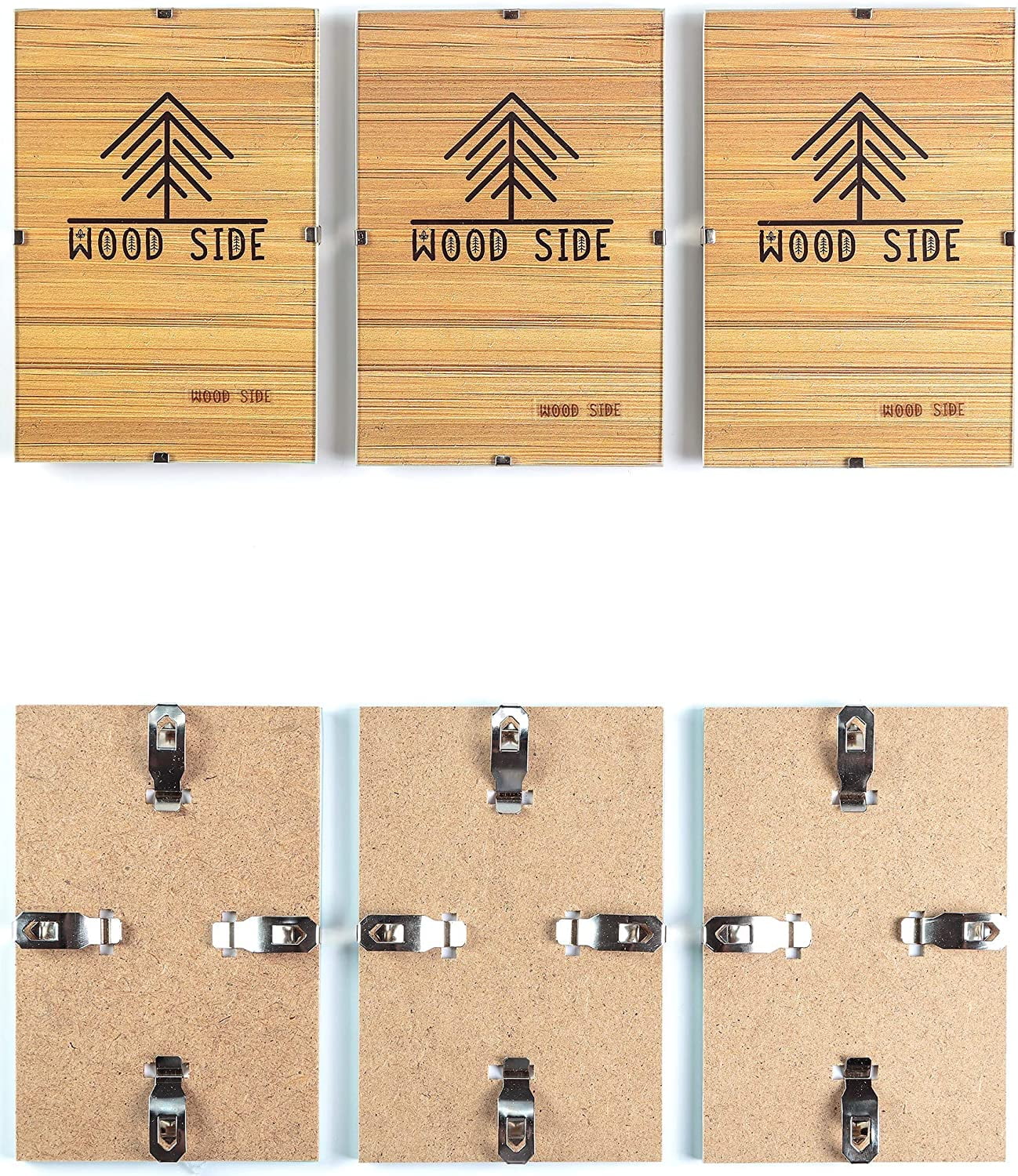 Wood Side's Borderless Glass Clip Picture Frames 5x7 - Pack of 3, Clear ...