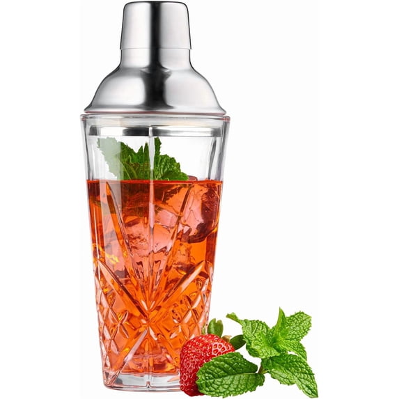 Glass Cocktail Shaker, Martini Shaker with Stainless Steel Lid ...