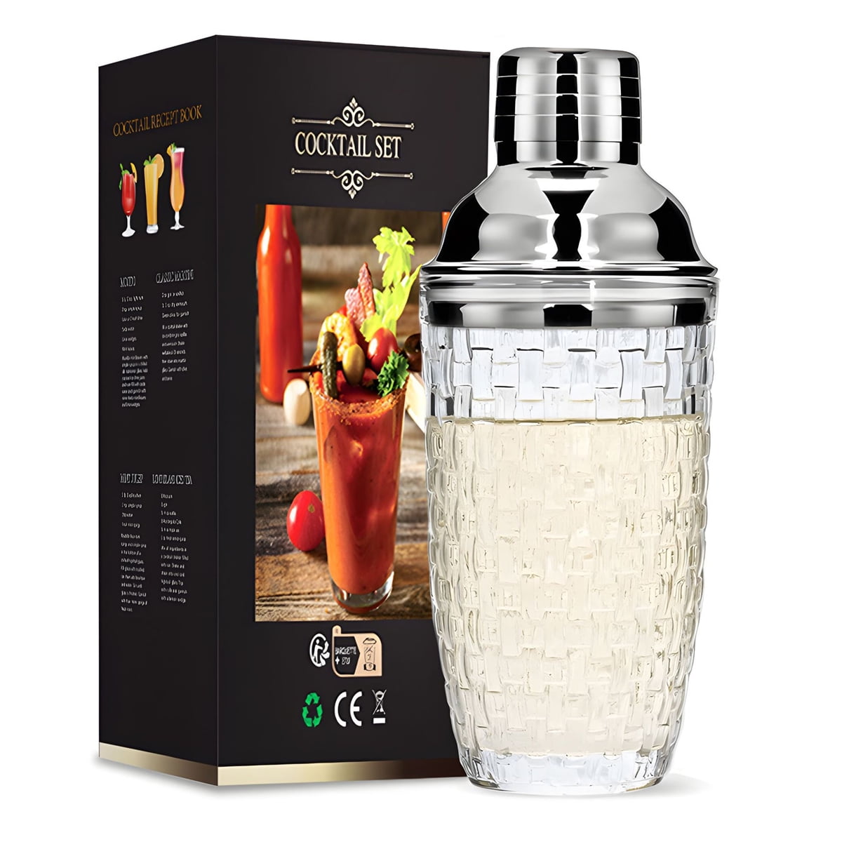 Glass Cocktail Shaker Set - Glass Shaker for Cocktails, Drink Shakers ...