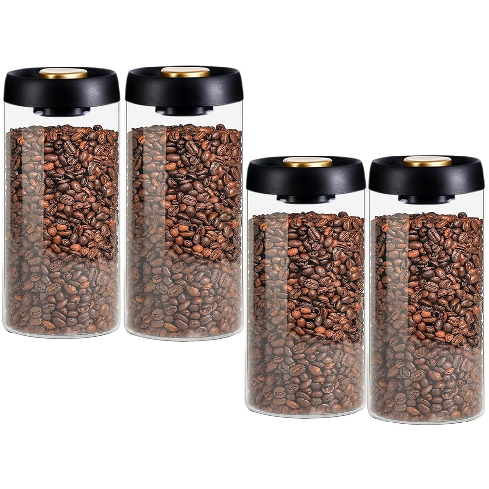 Glass Coffee Canister Set with Airtight Lid 4pcs Vacuum Seal Coffee ...