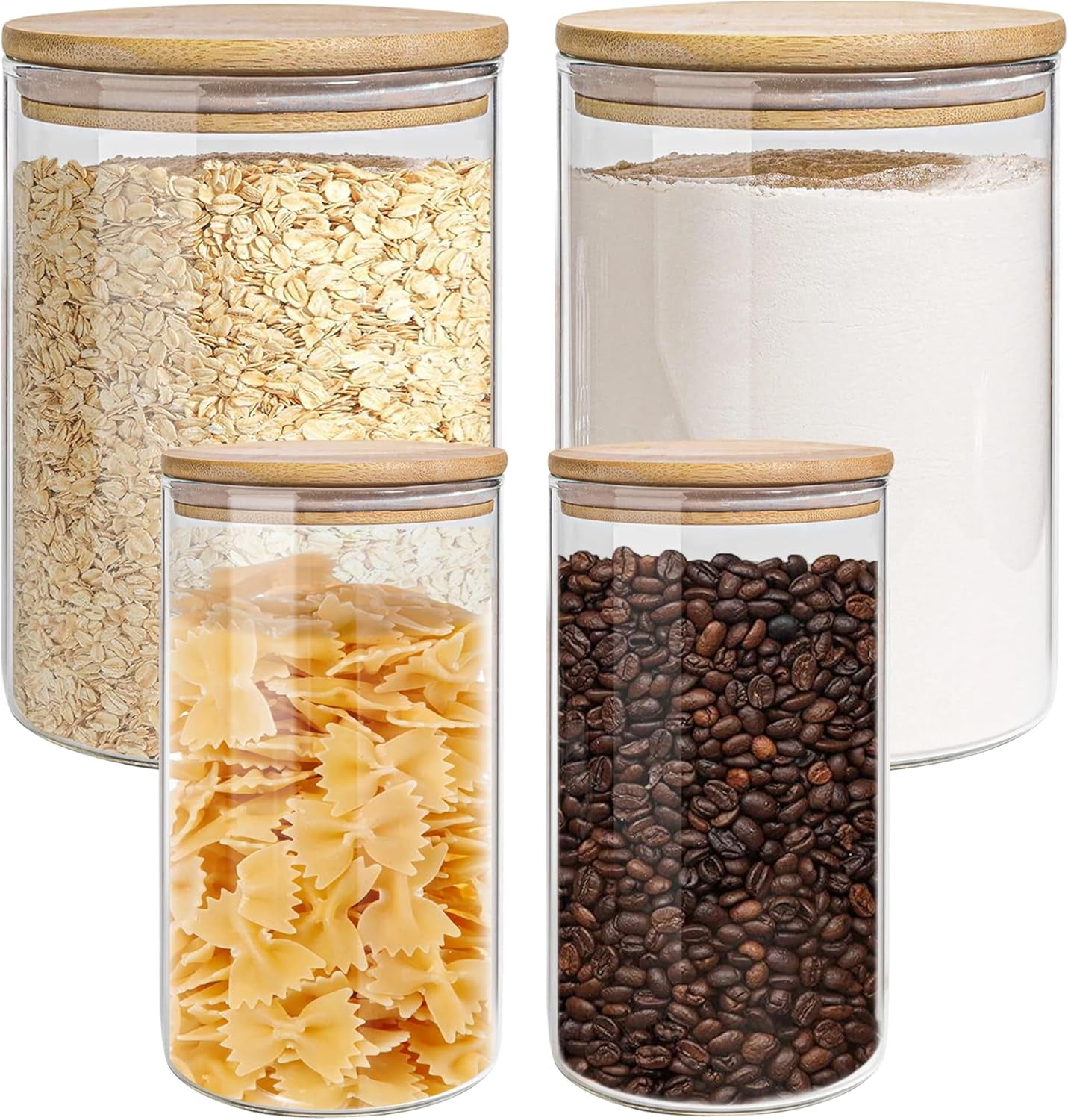 Glass Coffee Canister Set with Shelf & Spoon 2 Piece Coffee Containers ...