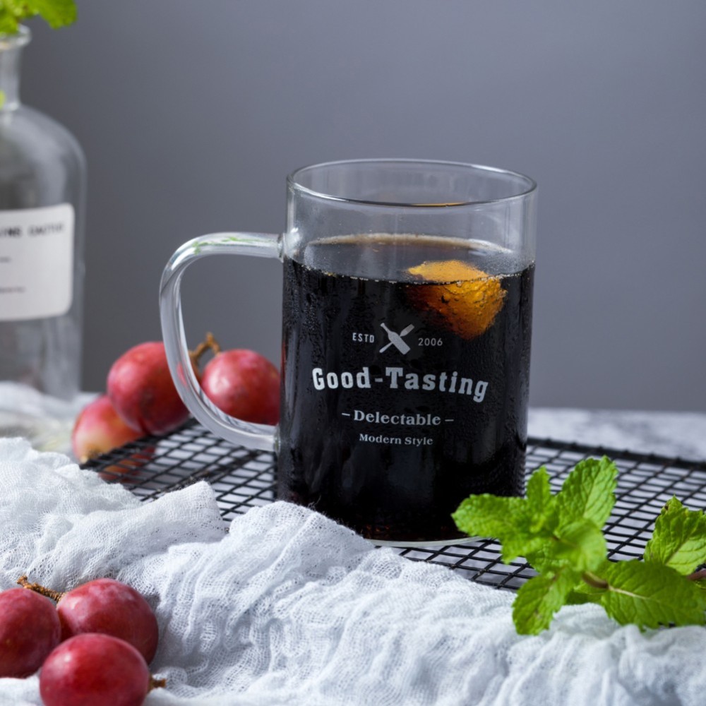 Glass Coffee Mug,14oz Wide Mouth Mocha Hot Beverage Mugs,Clear Espresso ...