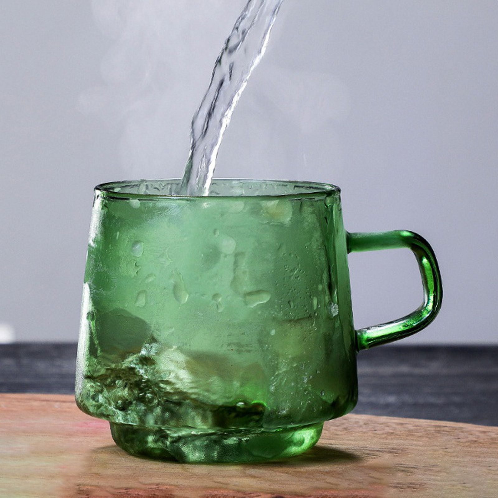 Glass Coffee Mugs, Large Wide Mouth Mocha Hot Beverage Mugs (12oz ...