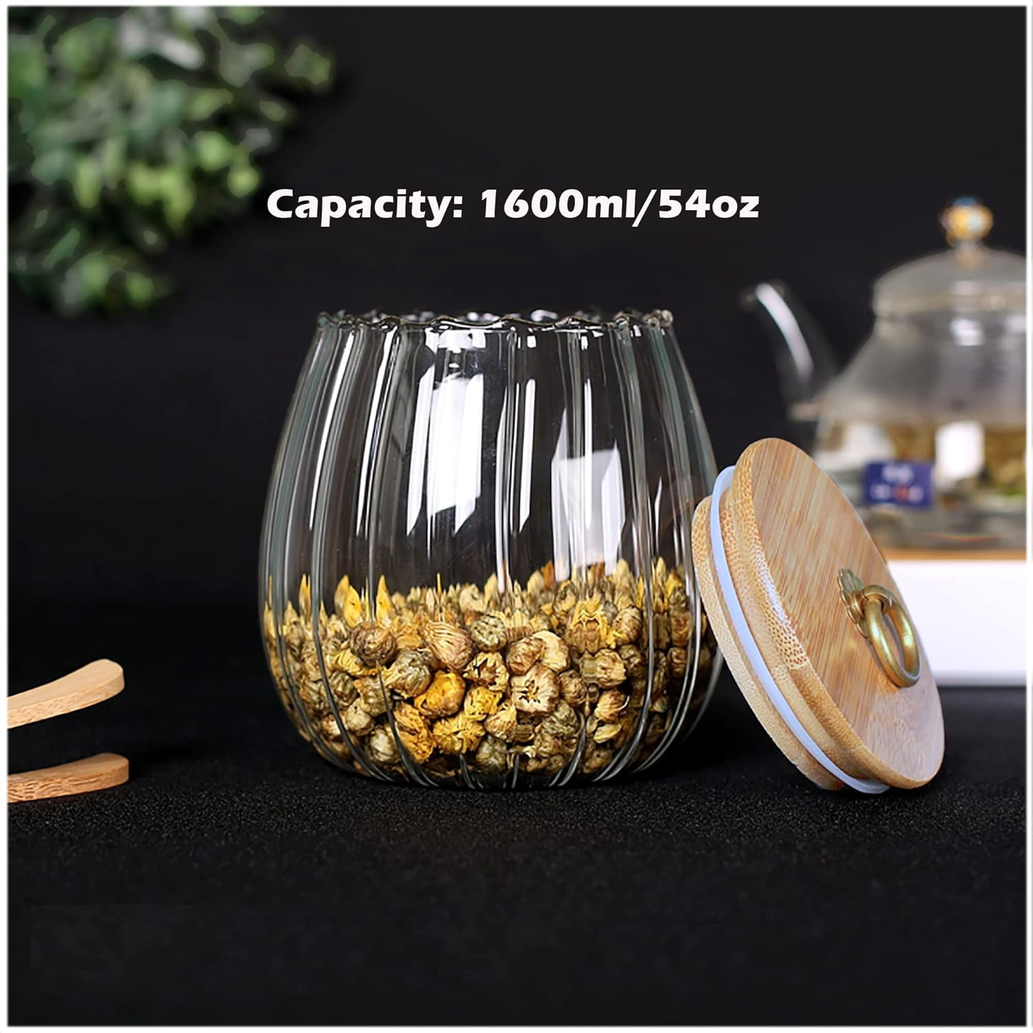 Glass Coffee Nuts Canister Airtight Storage Jar Petal Decorative ...