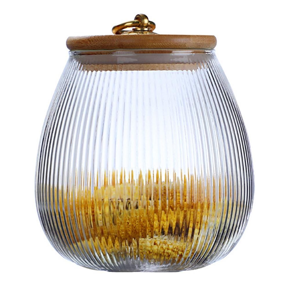 Glass Coffee Nuts Canister Airtight Storage Jar Striped Decorative ...