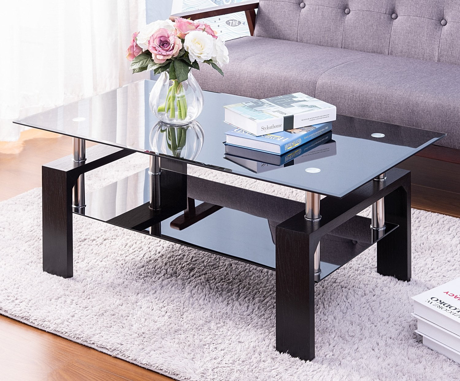 Tea table glass design store