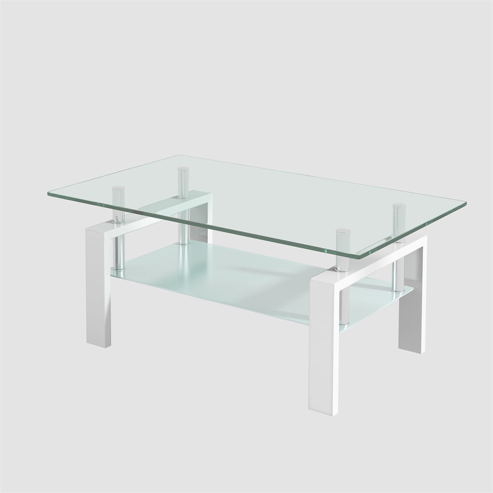 Glass Coffee Table Modern Center Side Coffee Table With Tempered Glass ...