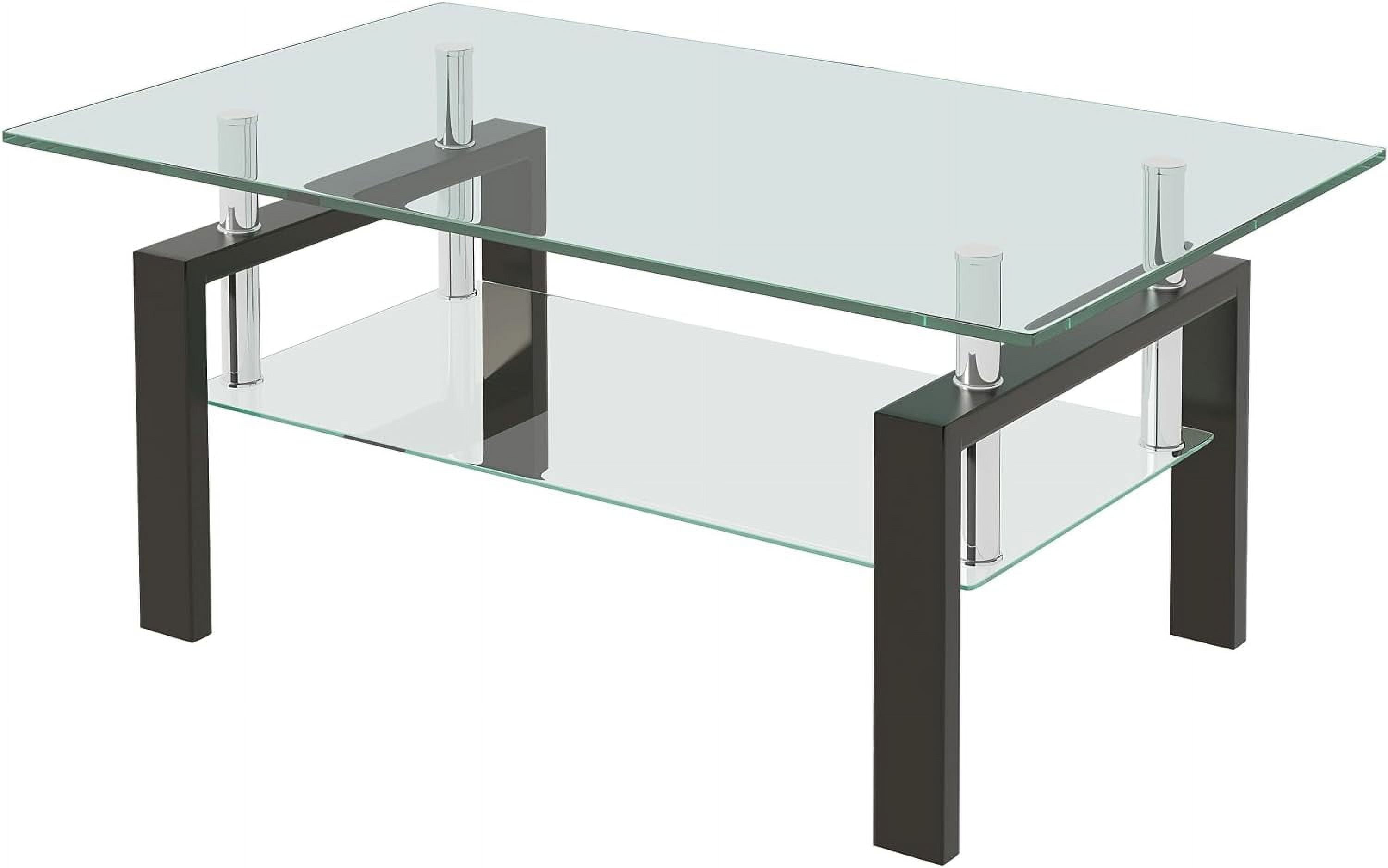 Glass Coffee Table Modern Clear Transparent Living Room Table Set ...