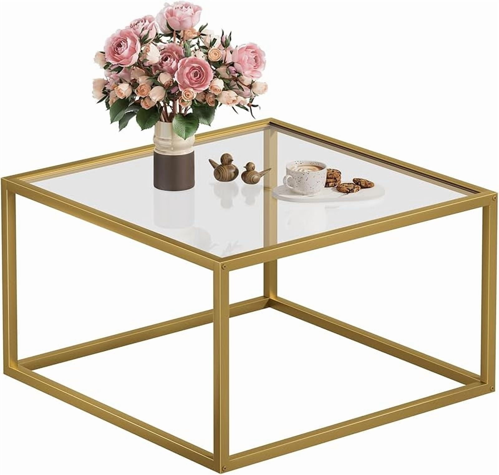 Glass Coffee Table, Small Modern Coffee Table Square Simple Center ...