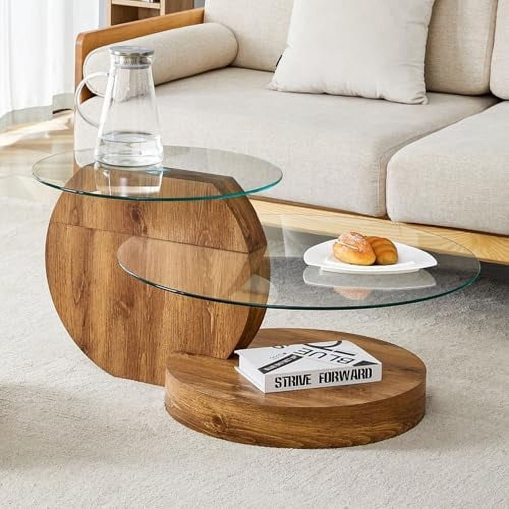 Glass Coffee Tables for Living Room Round Coffee Tables Modern Double ...