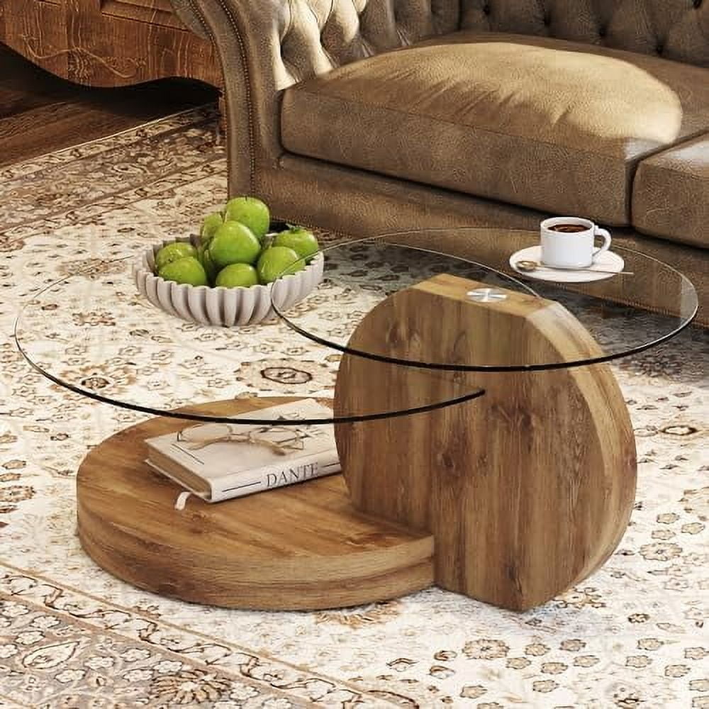 Glass Coffee Tables for Living Room Round Coffee Tables Modern Double ...