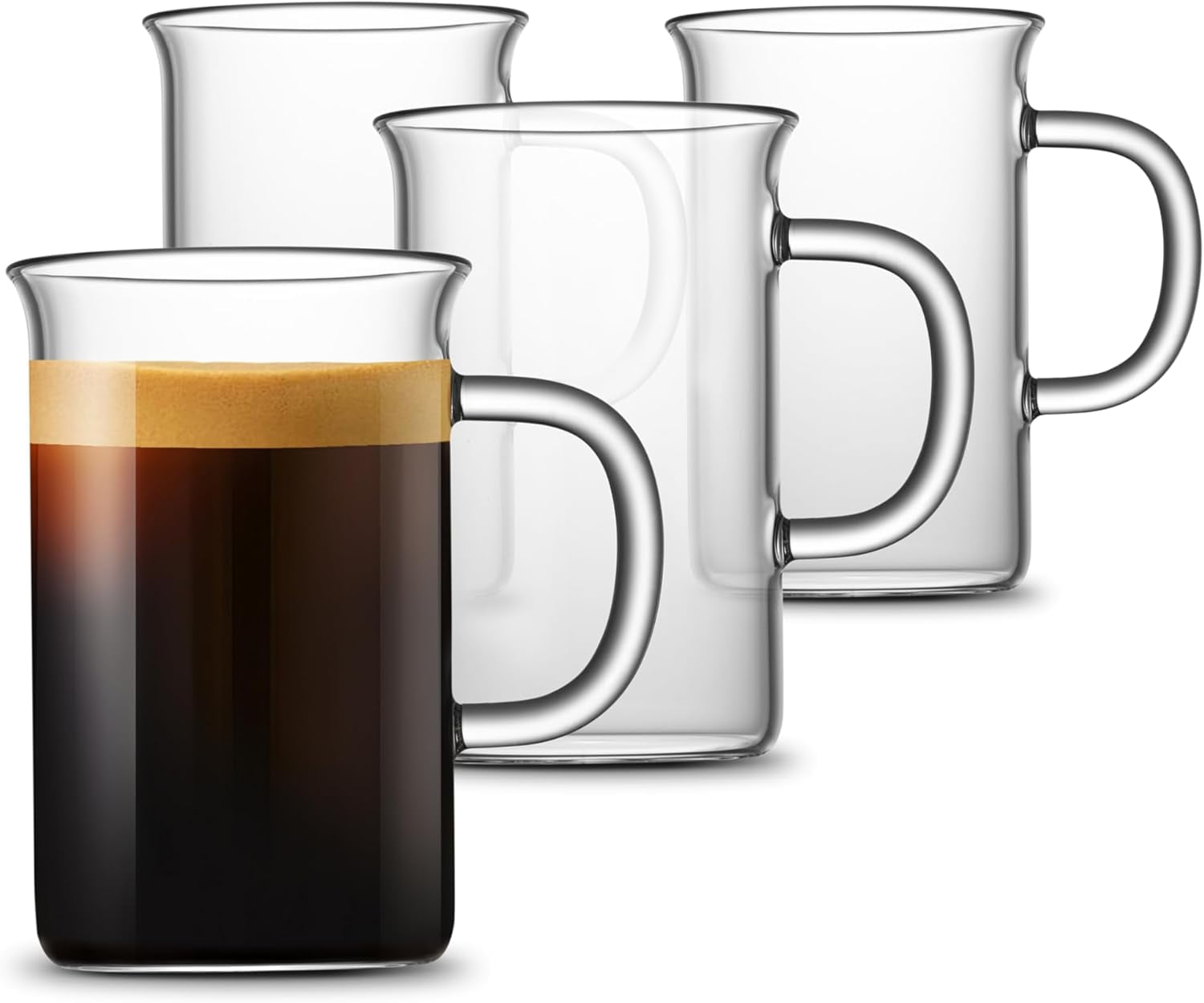 Glass Coffee Tea Cups(Set of 4)-13 oz,Clear Glass Mugs,Tall Drinking ...