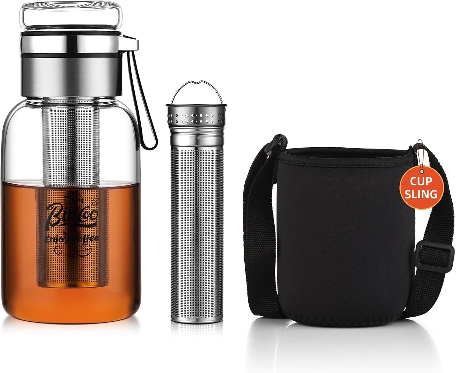 Glass Cold Brew Coffee Maker with Extended Fine Mesh Filter, Tea ...
