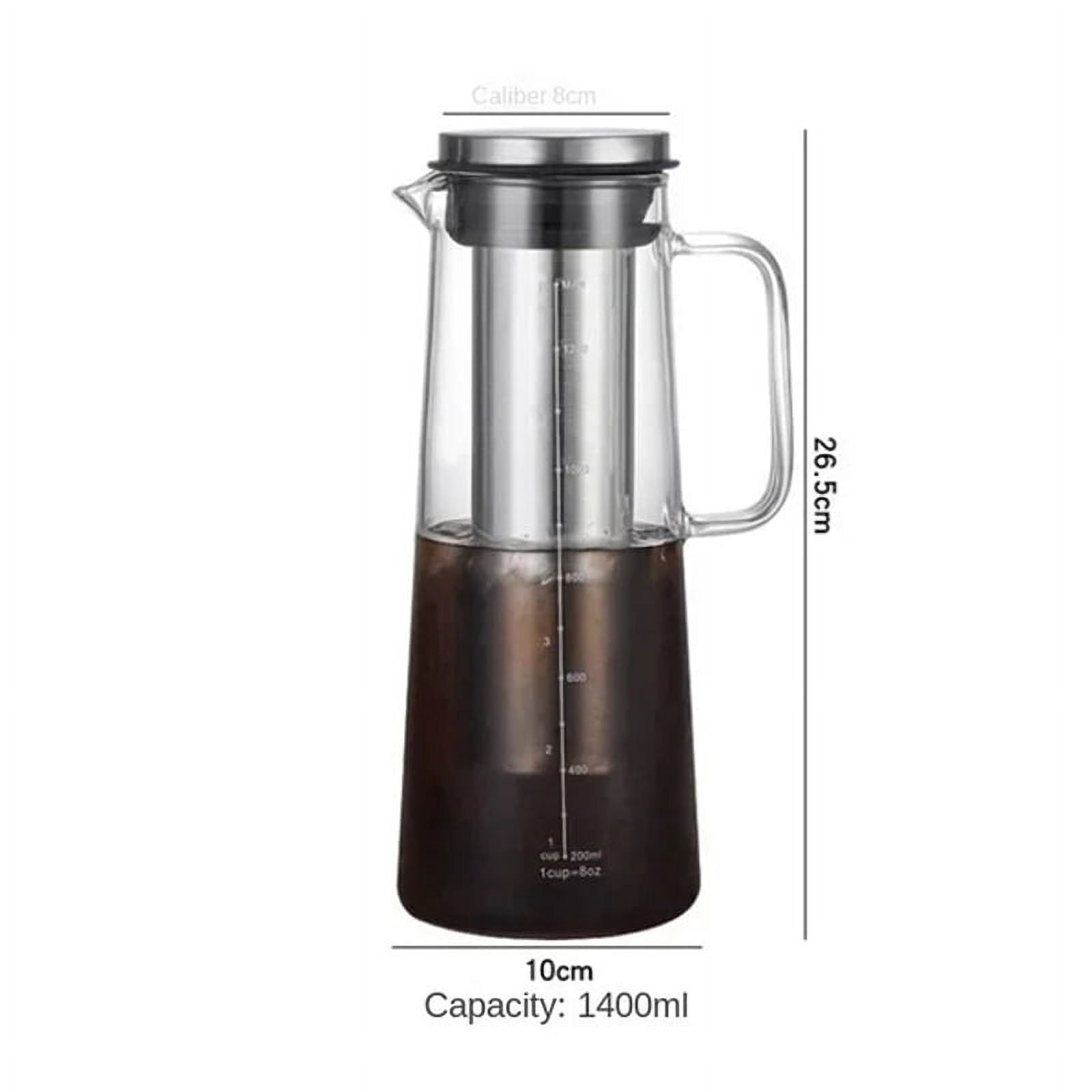 Glass Cold Brew Coffee Pot with Filter 4-8 Cups Water Bottle Extracted ...