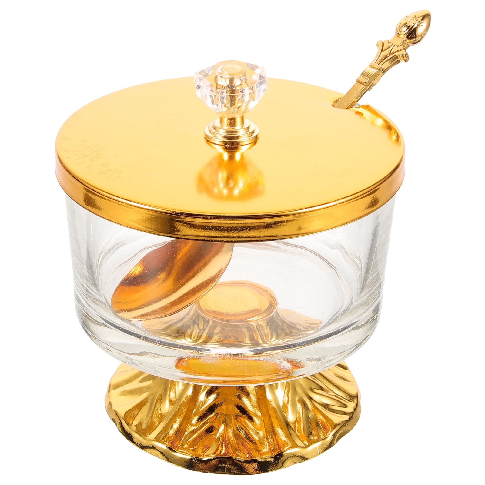 Glass Condiment Containers Glass Sugar Bowl With Lid And Spoon Sugar ...