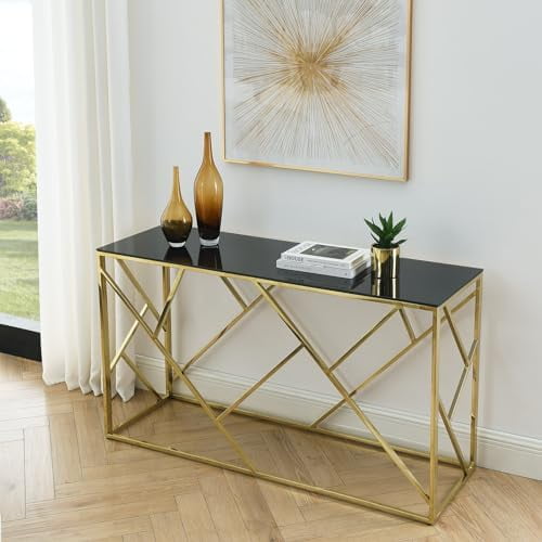 Glass Console Table,55" Entryway Table,Entrance Sofa Table,Accent ...