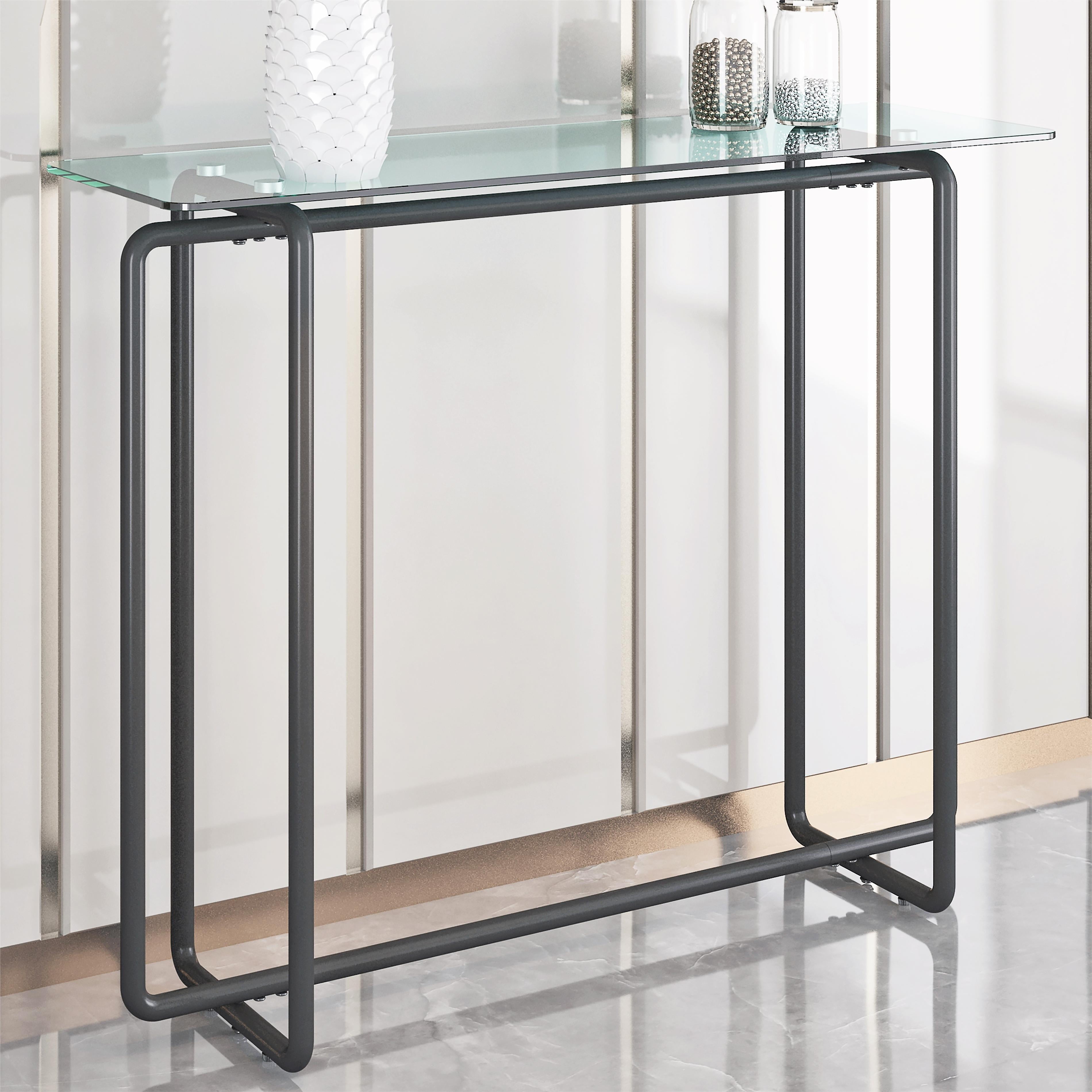 Glass Console Table - Modern Tempered Glass Sofa Table - Walmart.com