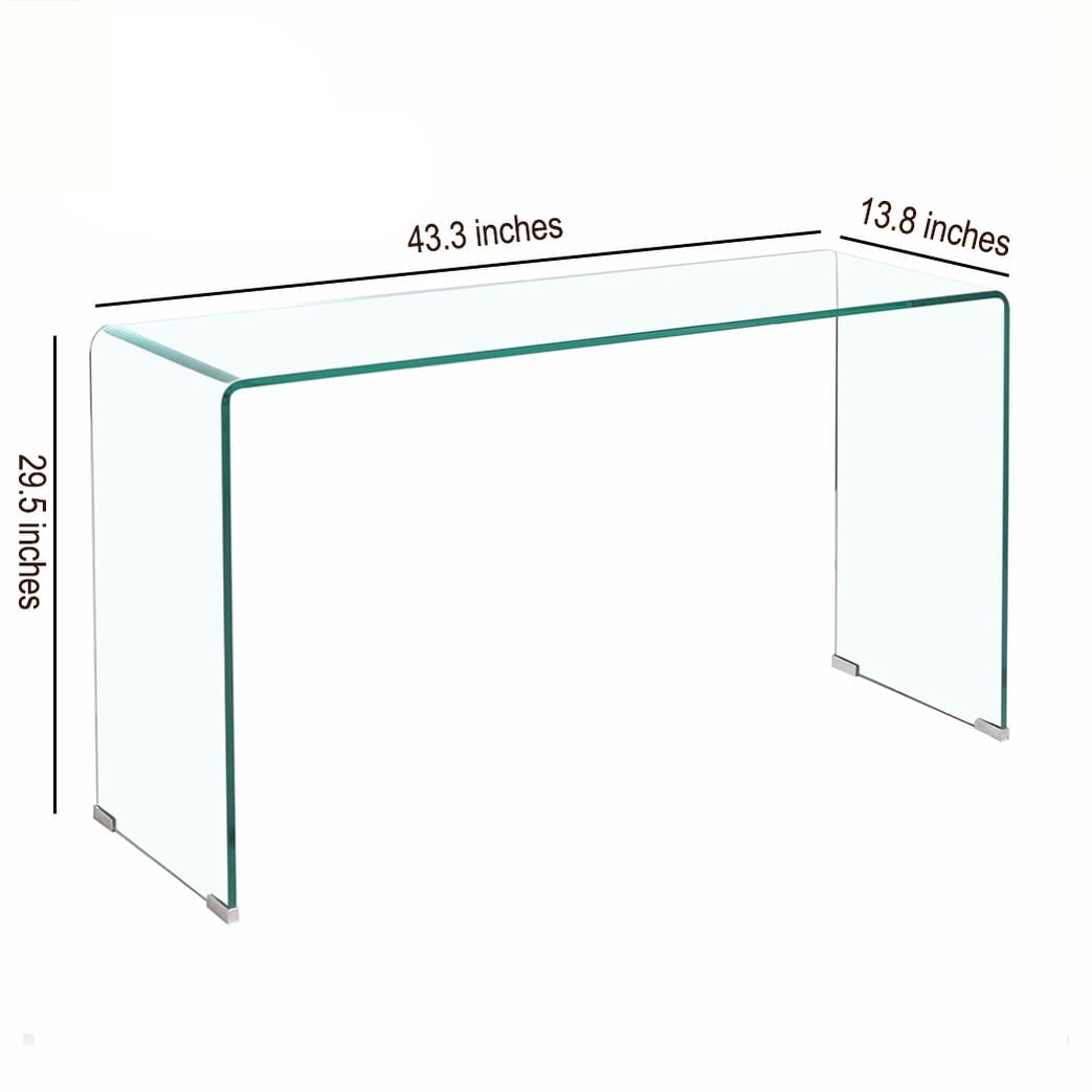 Glass Console Table, Transparent Tempered Glass Console Table Tempered ...