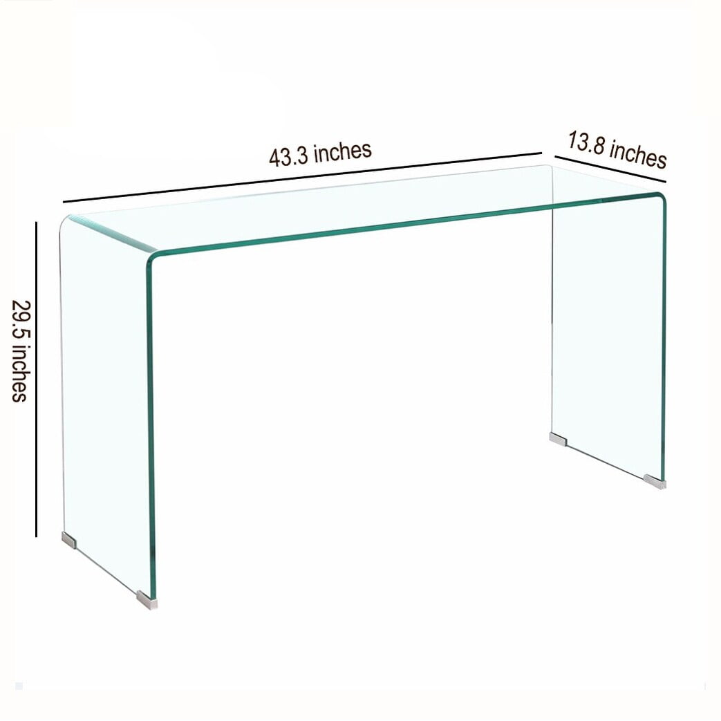 Glass Console Table, Transparent Tempered Glass Console Table Tempered ...