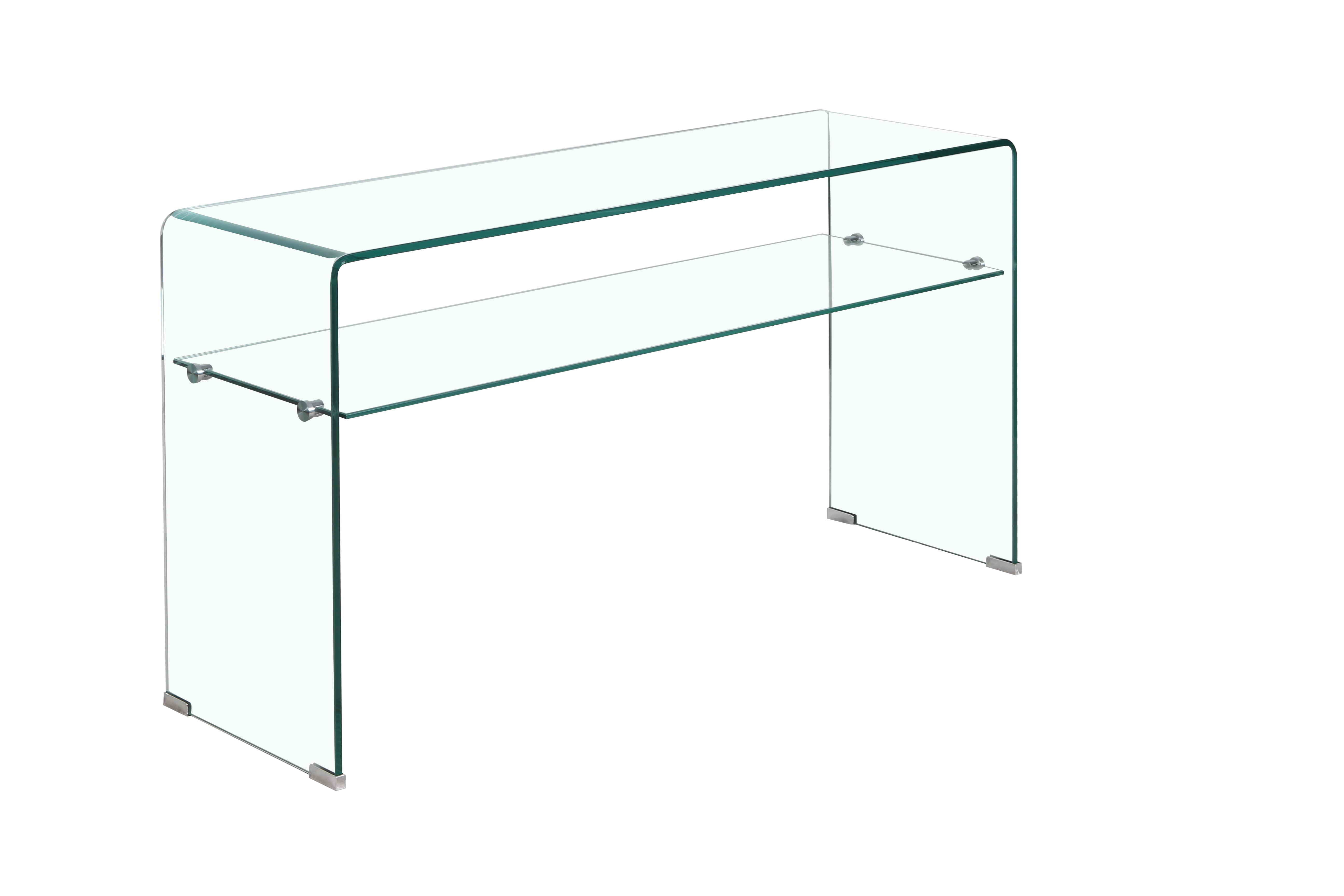 Glass Console Table, Transparent Tempered Glass Console Table with ...