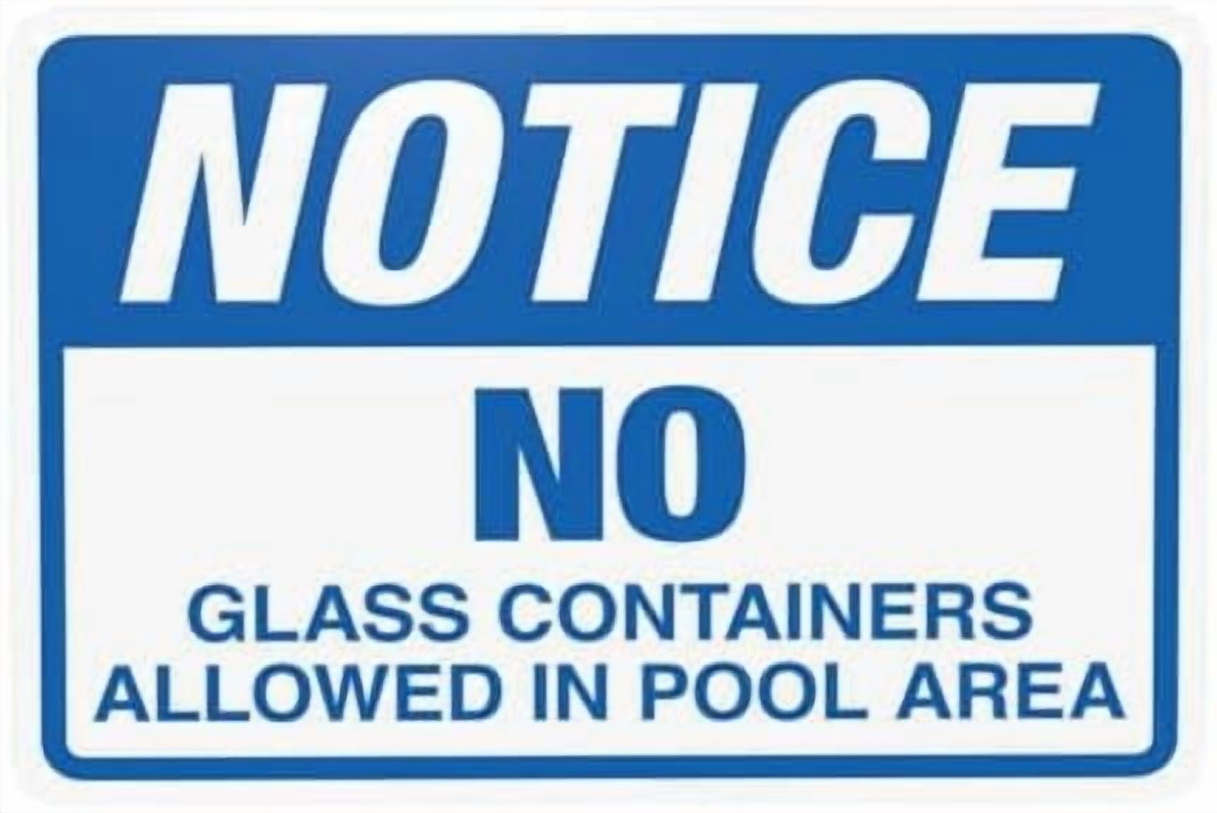 No Glass Containers Allowed In Pool Area Warning Sign, Pool Rules ...