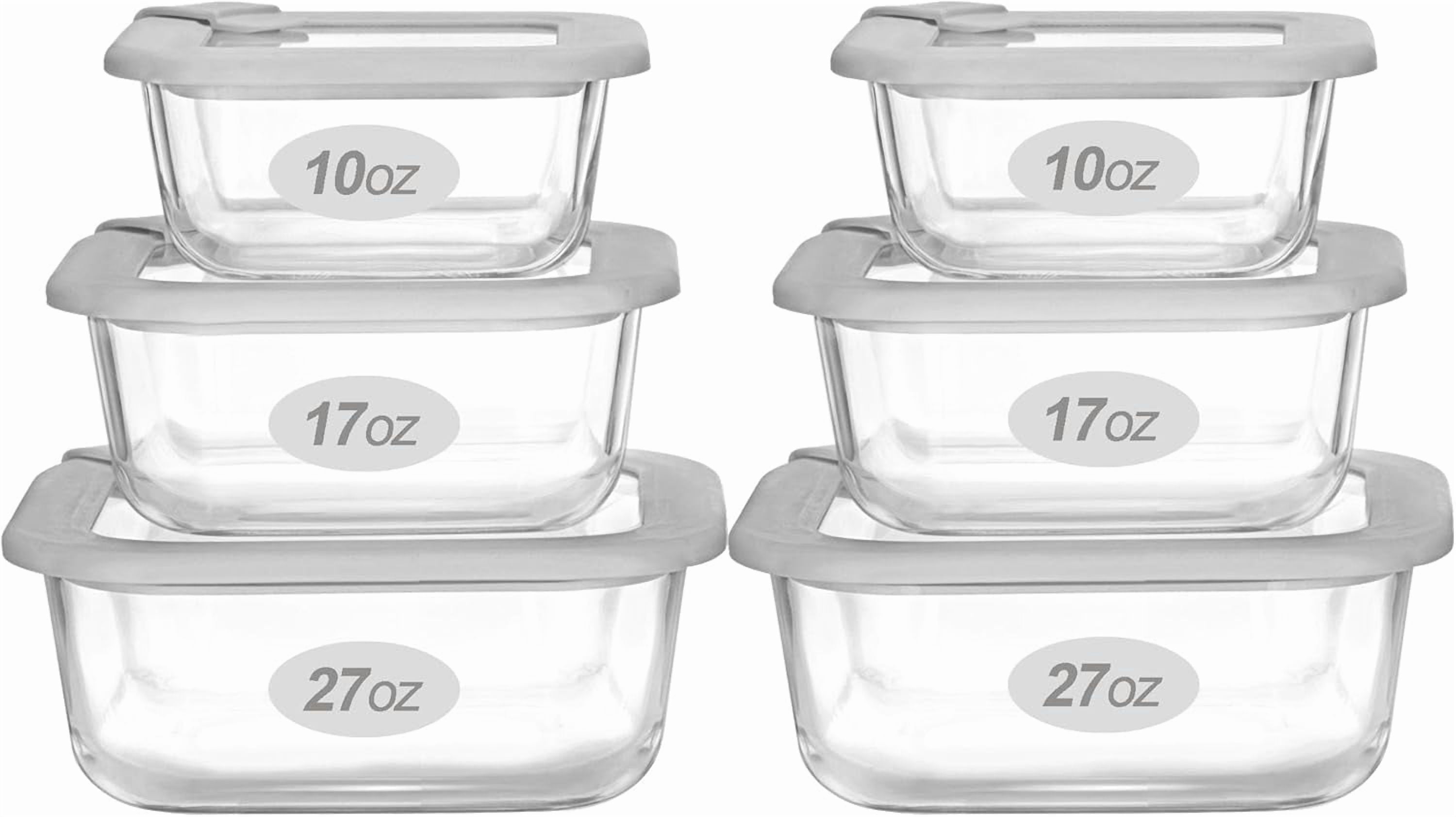 Glass Containers with Glass Lid, Microwave Safe Storage Container Set ...