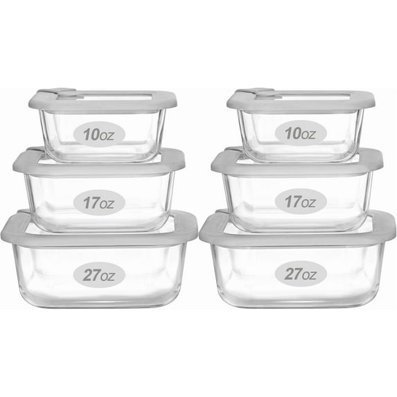 Glass Containers with Glass Lid, Microwave Safe Storage Container Set ...