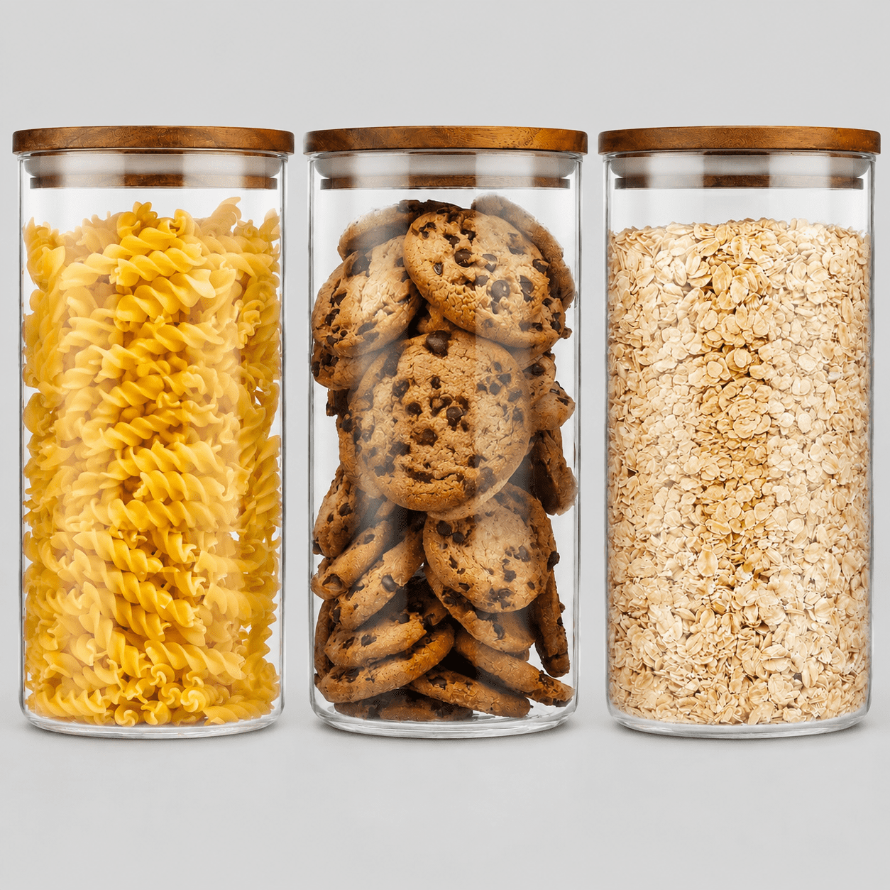 Glass Containers with Acacia Lids, 45oz Pantry Airtight Storage Jars ...