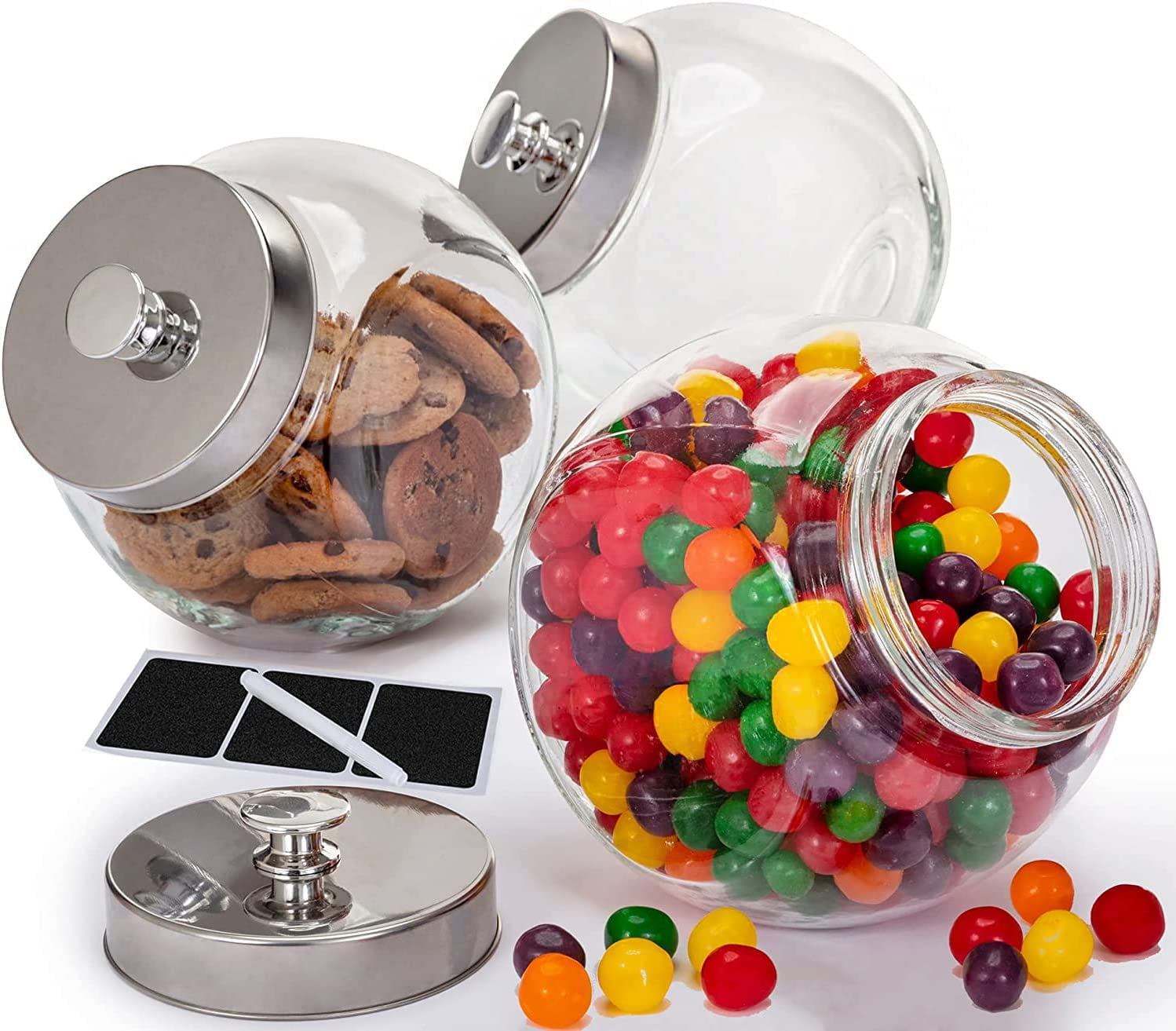 Glass Cookie Jars for Kitchen Counter (3 Pack) 75oz Food Storage ...
