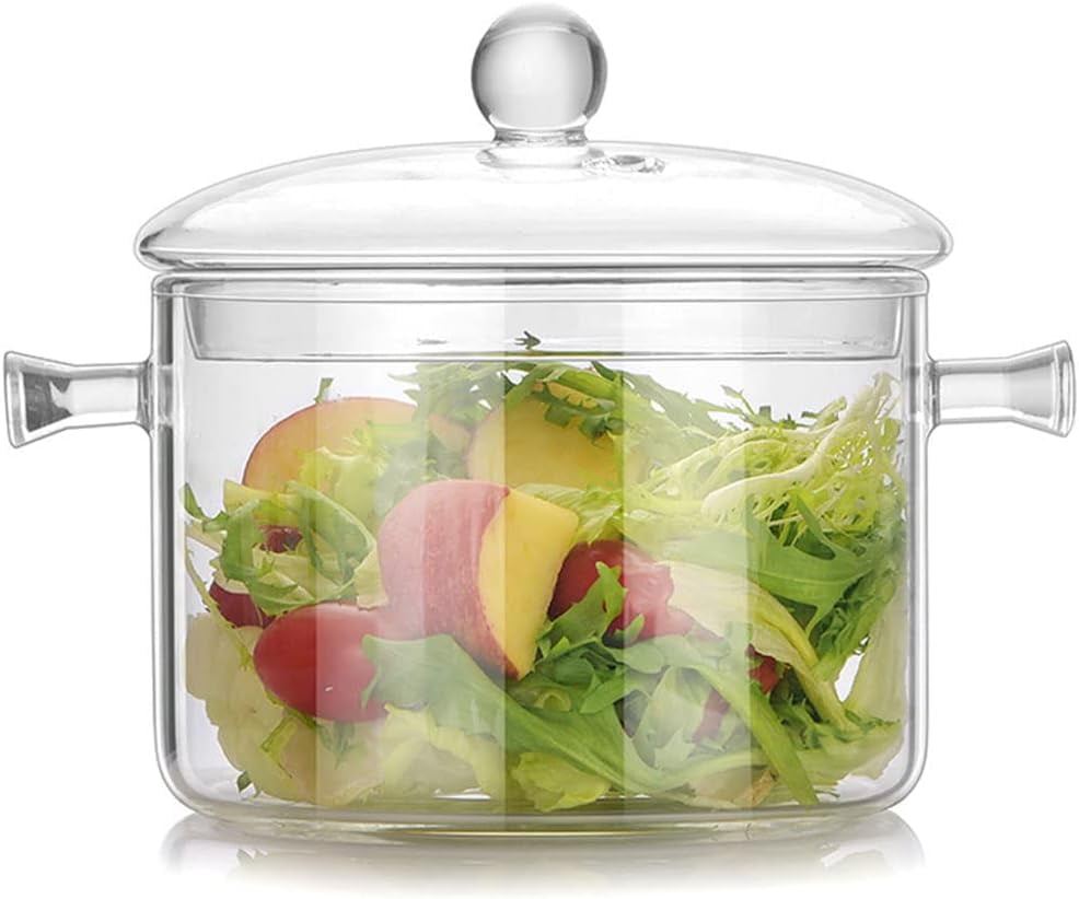 Glass Cooking Pot - 1.5L/50oz Heat-Resistant Borosilicate Glass ...