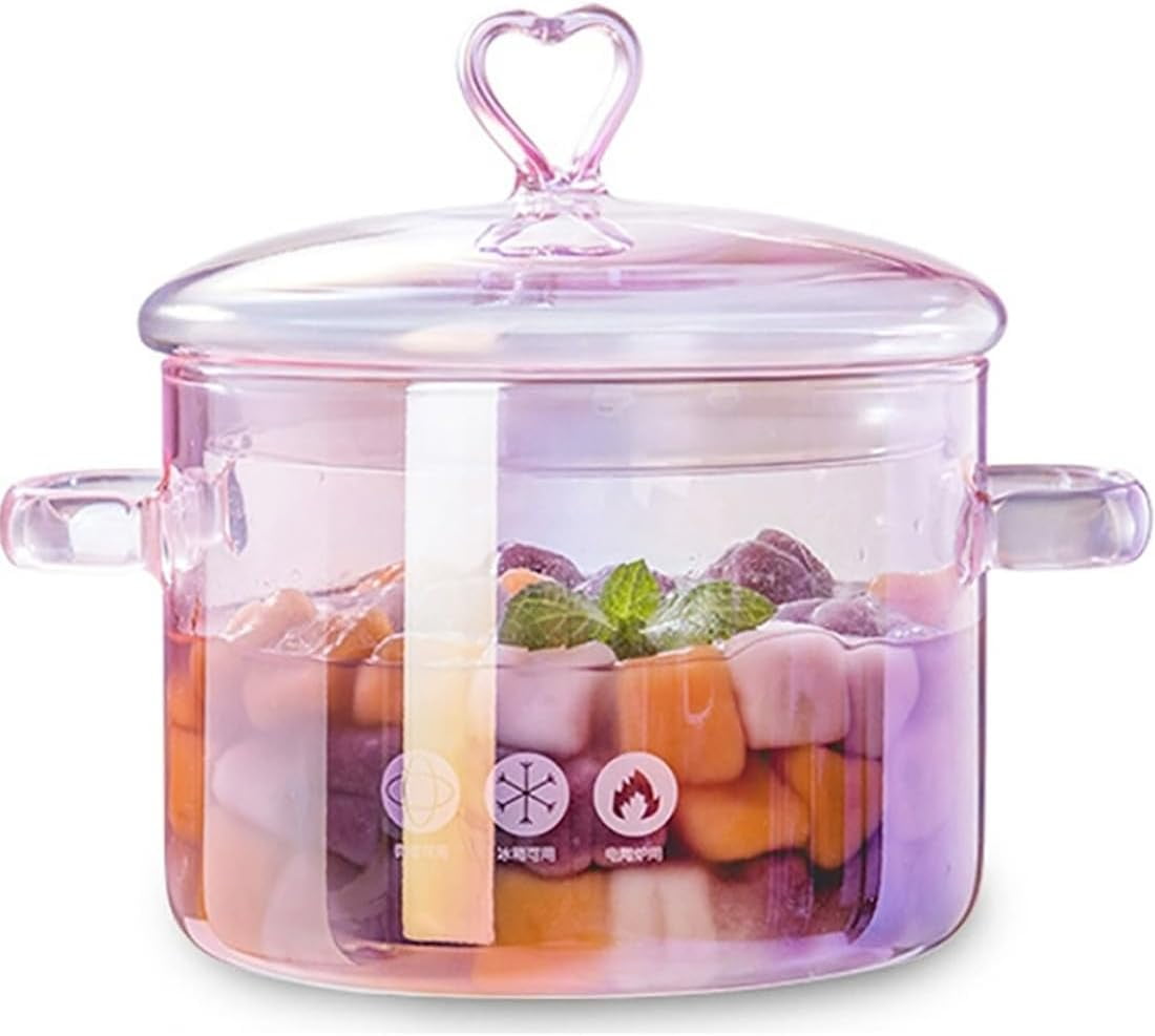 Glass Cooking Pot - 1.5L/50oz Heat-Resistant Borosilicate Glass ...