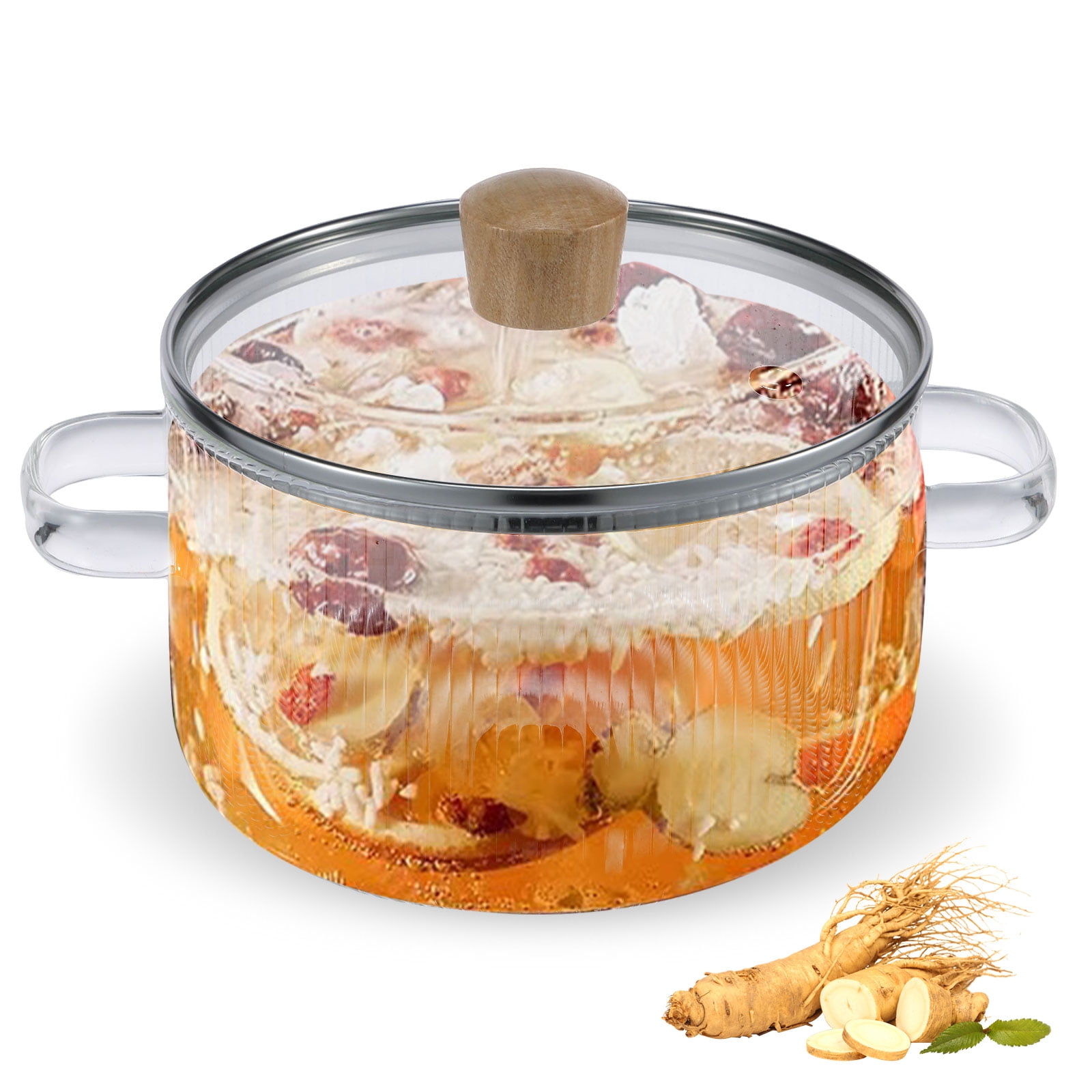 Jetcloudlive Glass Cooking Pot with Lid, 1.6L/54oz, Borosilicate ...