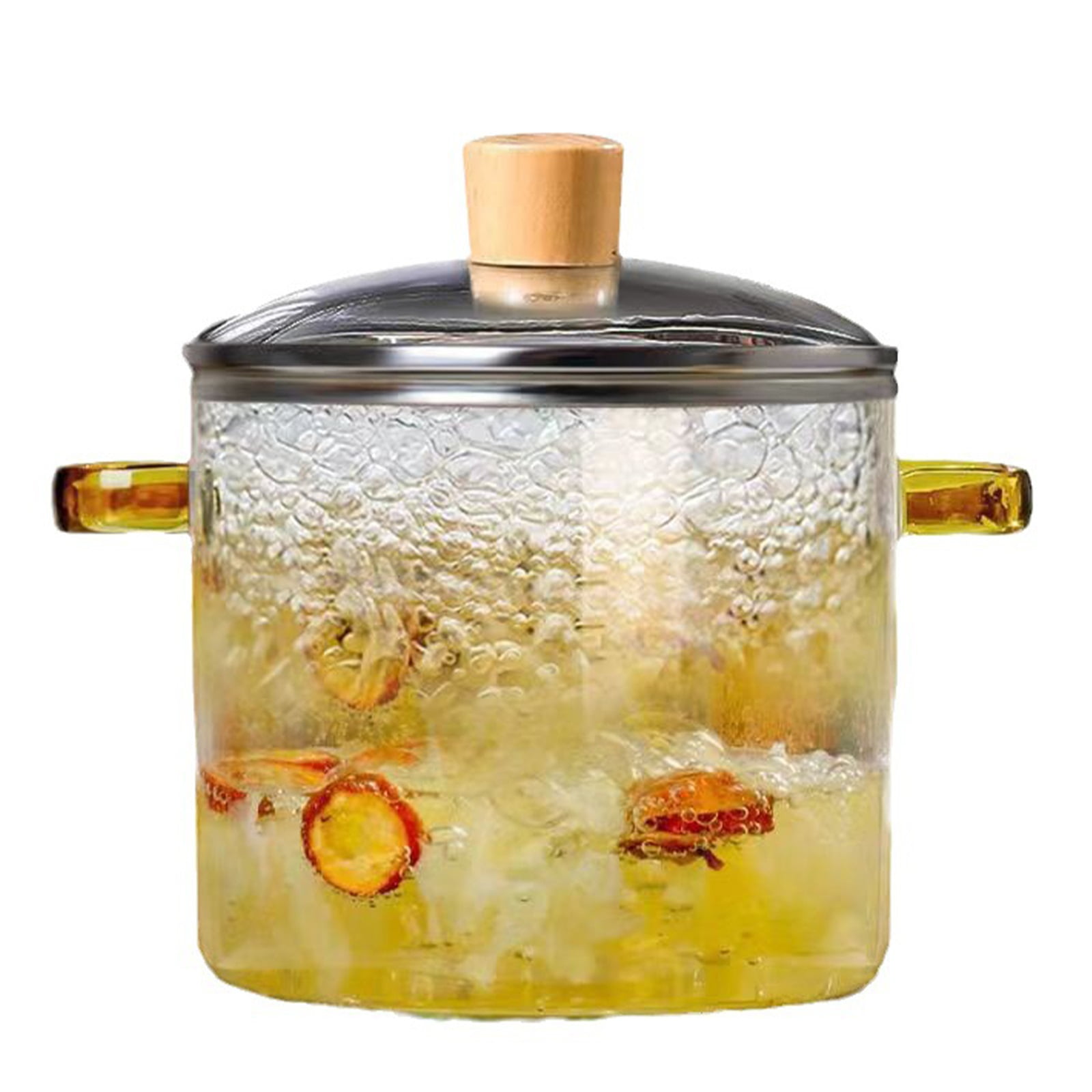 Glass Cooking Pot with Lid, Clear Simmer Pot, 1500ml Heat-Resistant ...