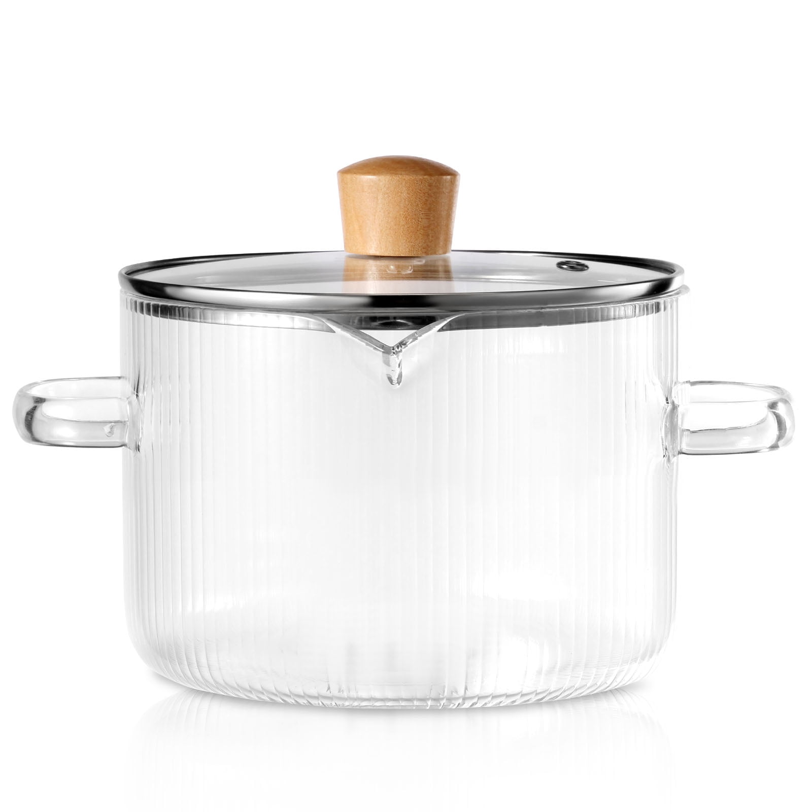 Glass Cooking Pot Transparent Borosilicate Glass Simmer Pot with Lid ...