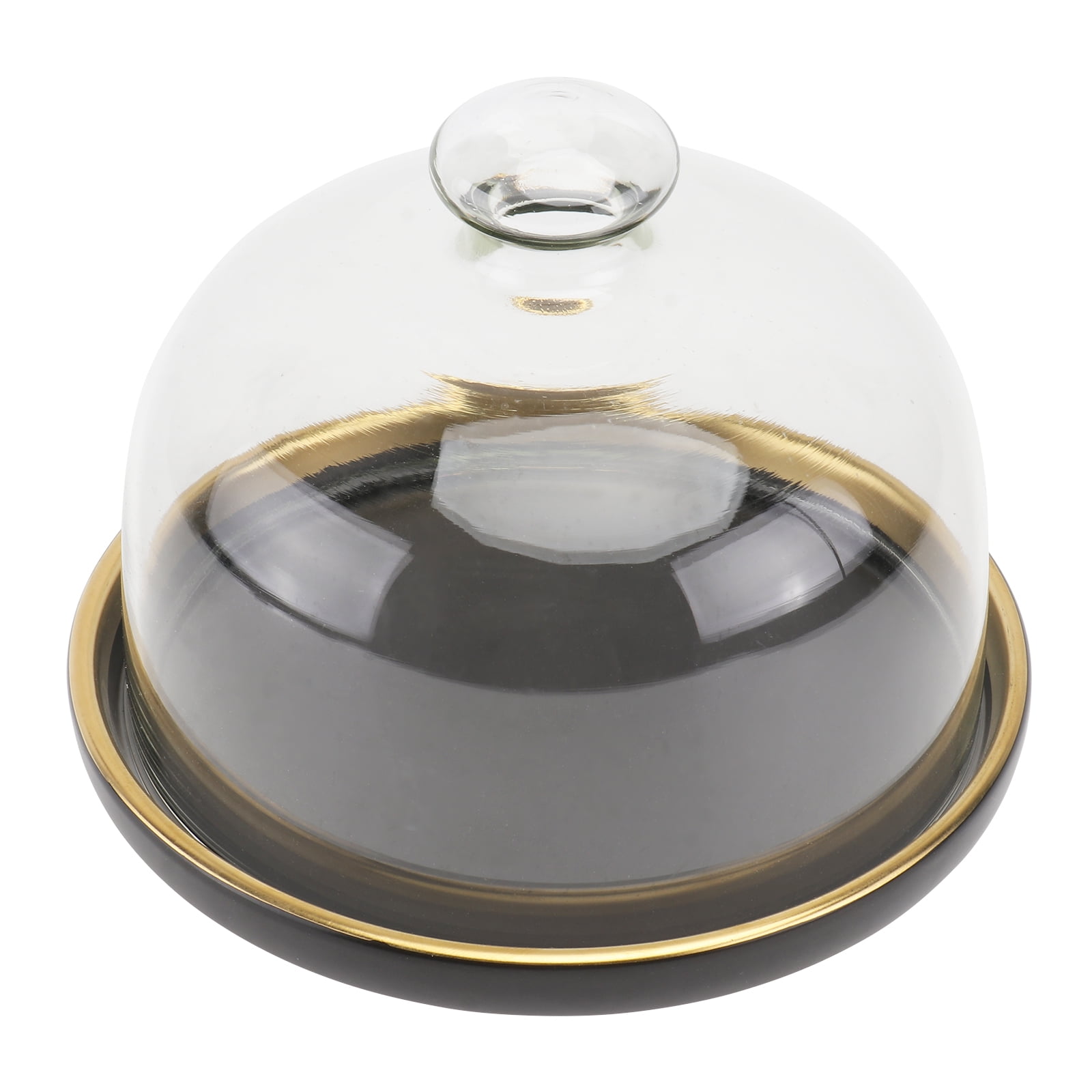 Glass Cover with Tray Cake Stand Plate Black Dome White Serving ...