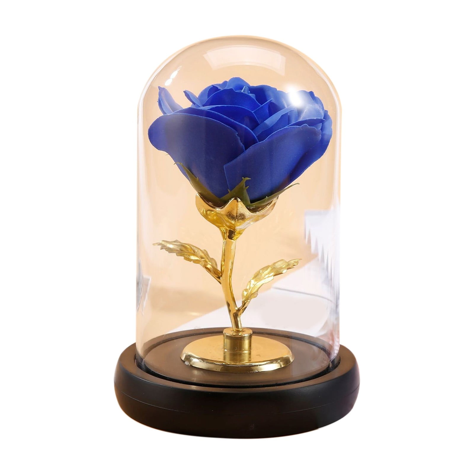 Glass Covered LED Foil Rose Night Light, Blue Eternal Flower Decoration ...