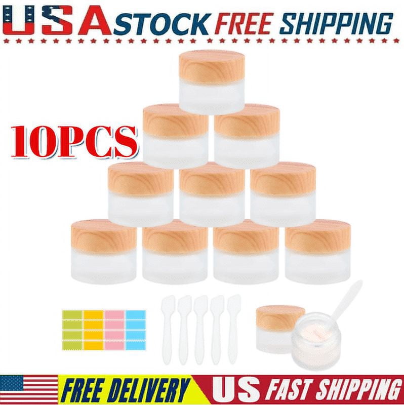 Glass Cream Jar with Spatula and Label Stickers, Small Tins with Lids ...
