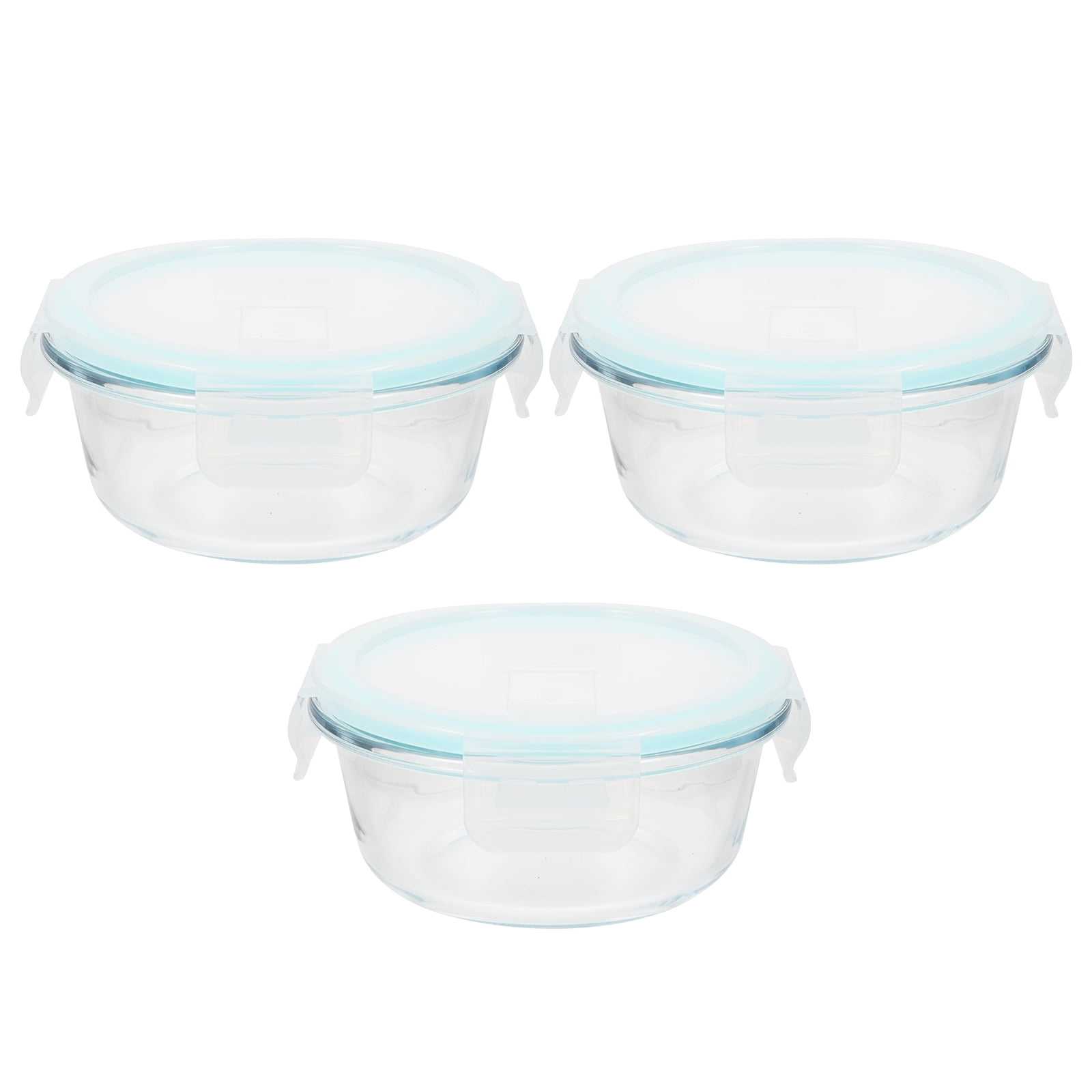 Glass Crisper 3 Pcs Food Storage Container Heatable Glassware Cereal ...