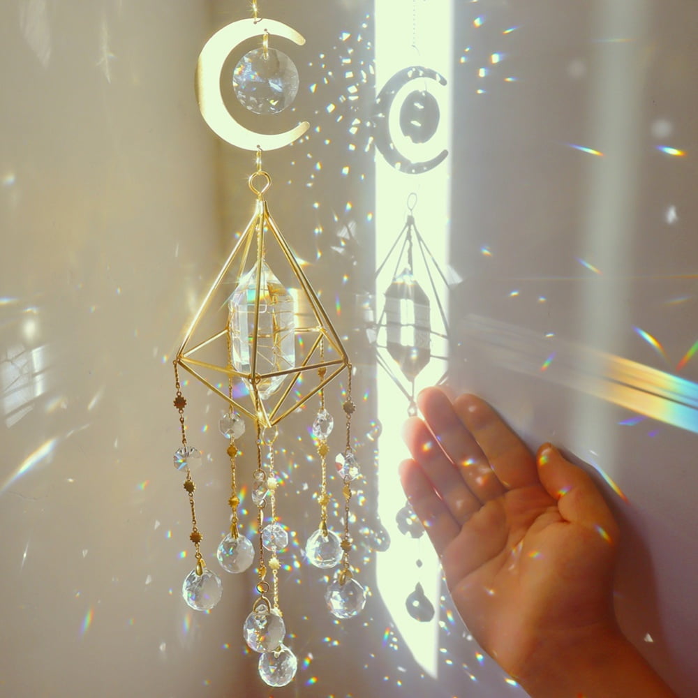 Glass Crystal Chandelier Decor Windchime Suncatcher Pendant Light ...