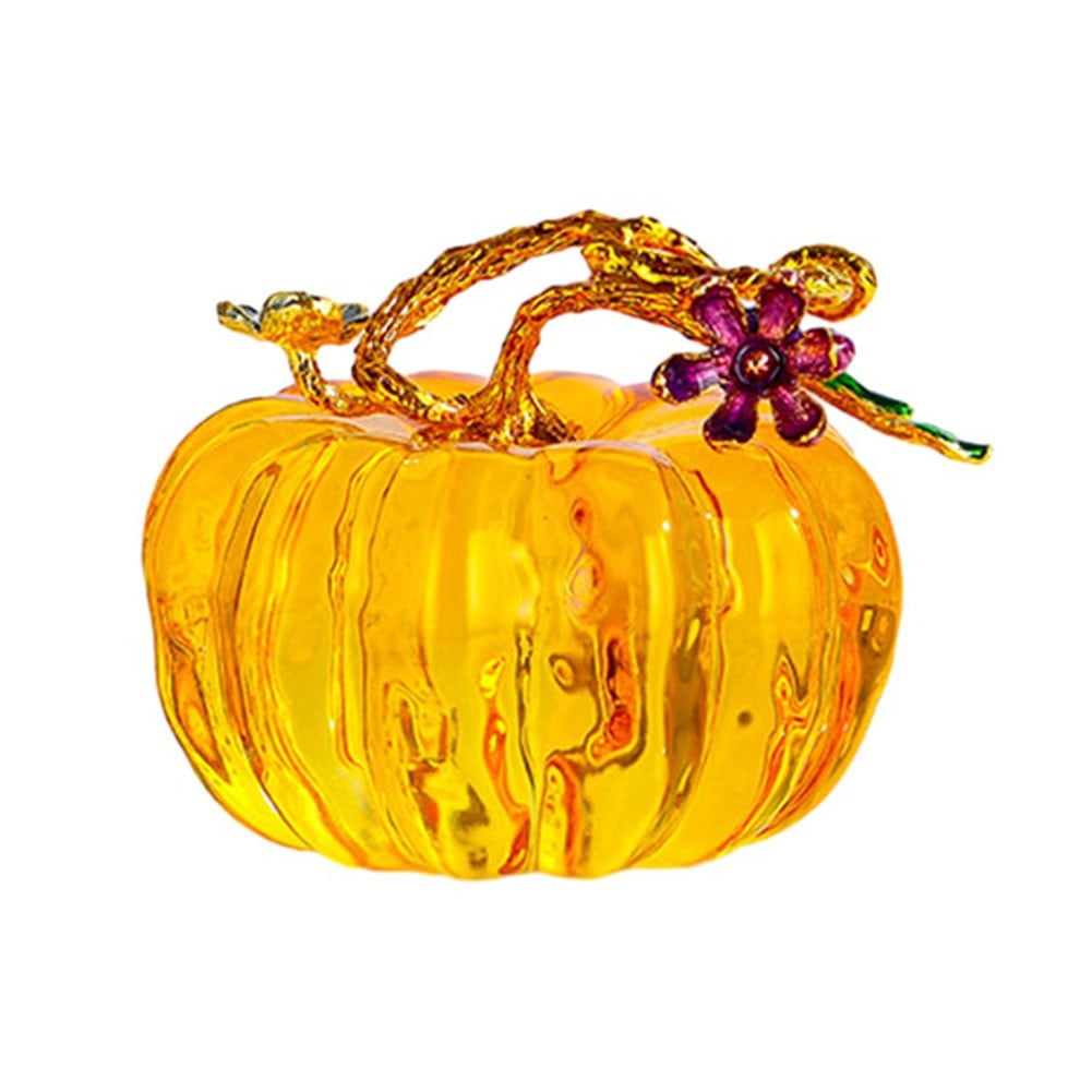Glass Crystal Pumpkin Home Decoration Ornament Room Souvenir Yellow/Red ...