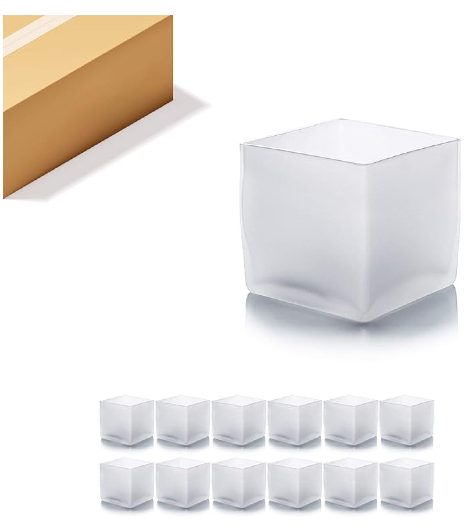 Glass Cube Vases Bulk 12 Pack - 5x5x5 Frosted Square Vases - Candle ...
